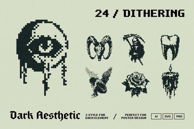 Dark Aesthetic Dithering Graphic Pack