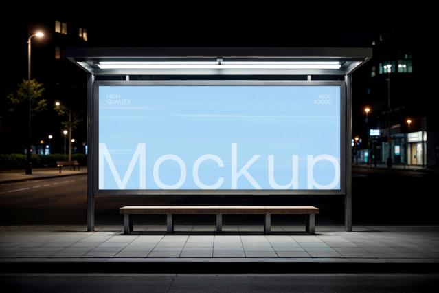 Bus Stop Billboard Mockup