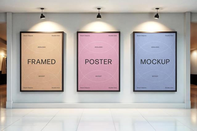 Gallery A4 Framed Posters Mockup