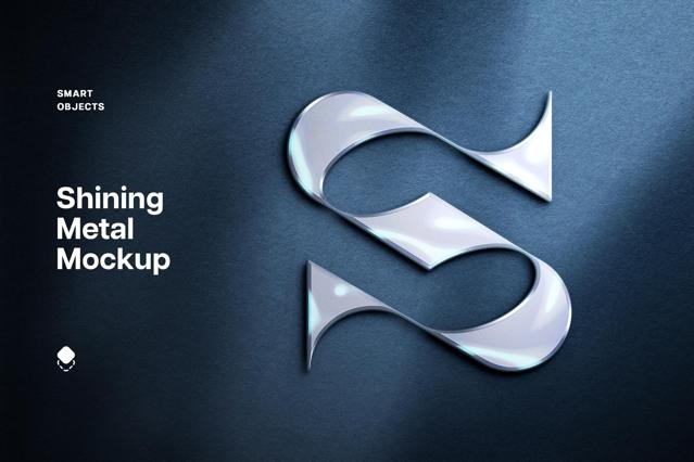 Shining Metal Logo Mockup