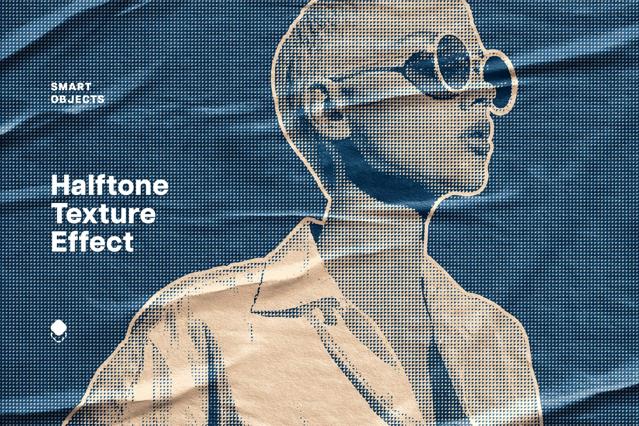 Download Halftone Texture Glued Paper Effect