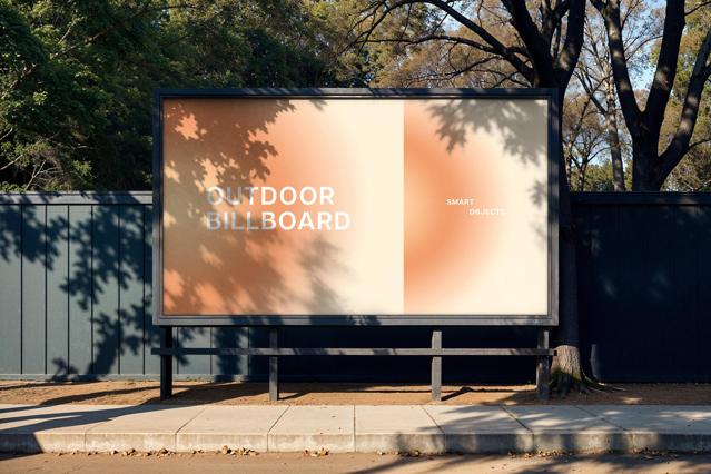 Outdoor Billboard Mockup with Shadow Overlay