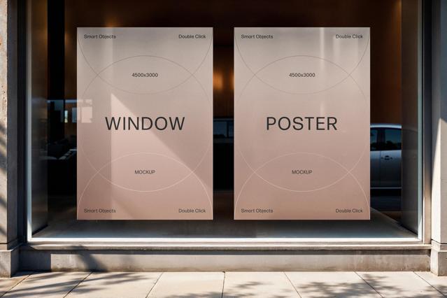 Download Vertical Display Window Posters Mockup