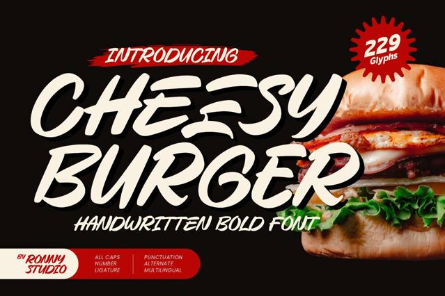 Cheesy Burger — Handwritten Bold Font