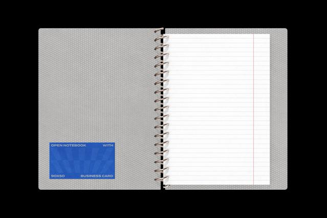 Download Spiral Notebook & Business Card Mockup