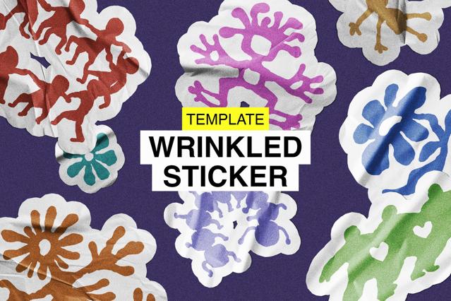Wrinkled Sticker Mockup