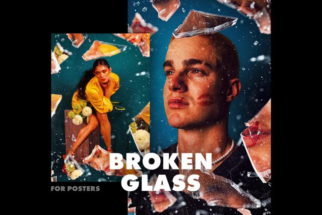 Broken Glass Fragments Poster Effect