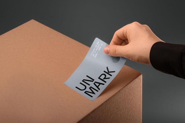 Sticker Mockup on Cardboard Box