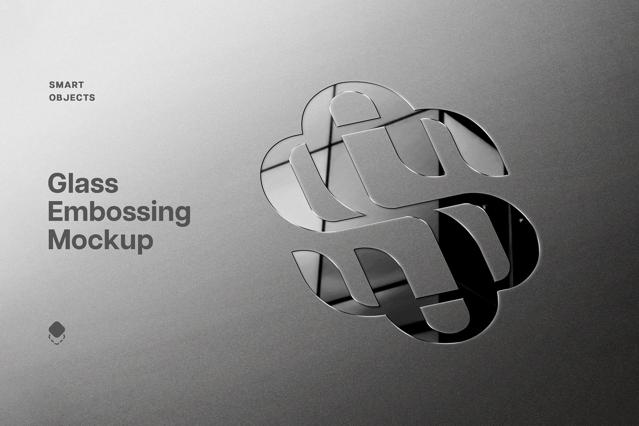 Debossed Glass & Metal Mockup
