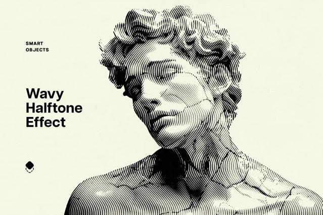 Wavy Halftone Photo Effect