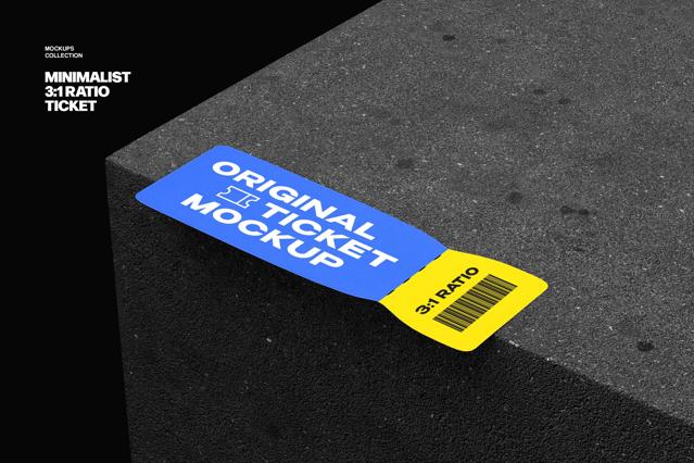 3:1 Ticket Mockup with Tear-Off Stub