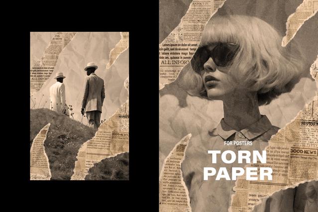 Download Retro Ripped Paper Poster Effect