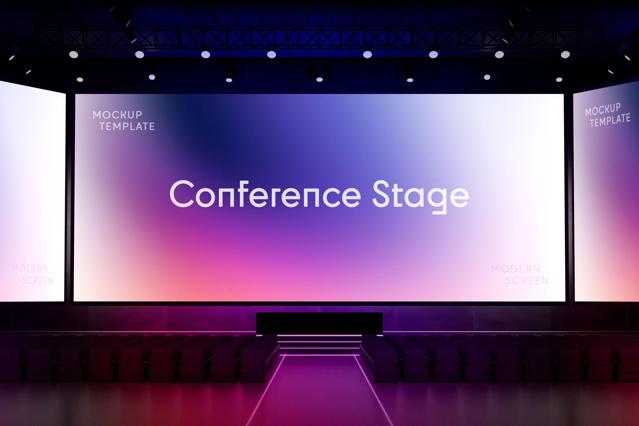 Conference Stage Screen Mockup – Center View