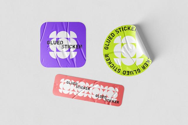Glued Sticker Mockups